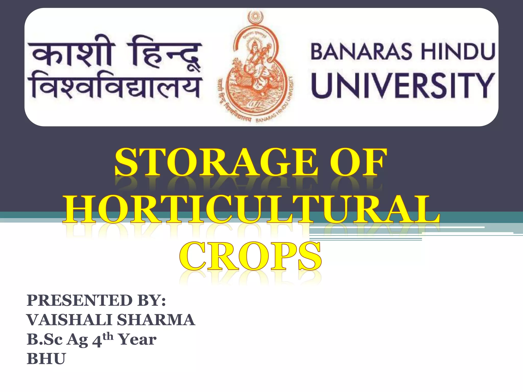 Storage of horticultural crops | PDF