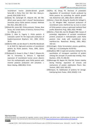 Storage of the Recombinant Protein hPDGF-BB in the Culture of Pichia ...