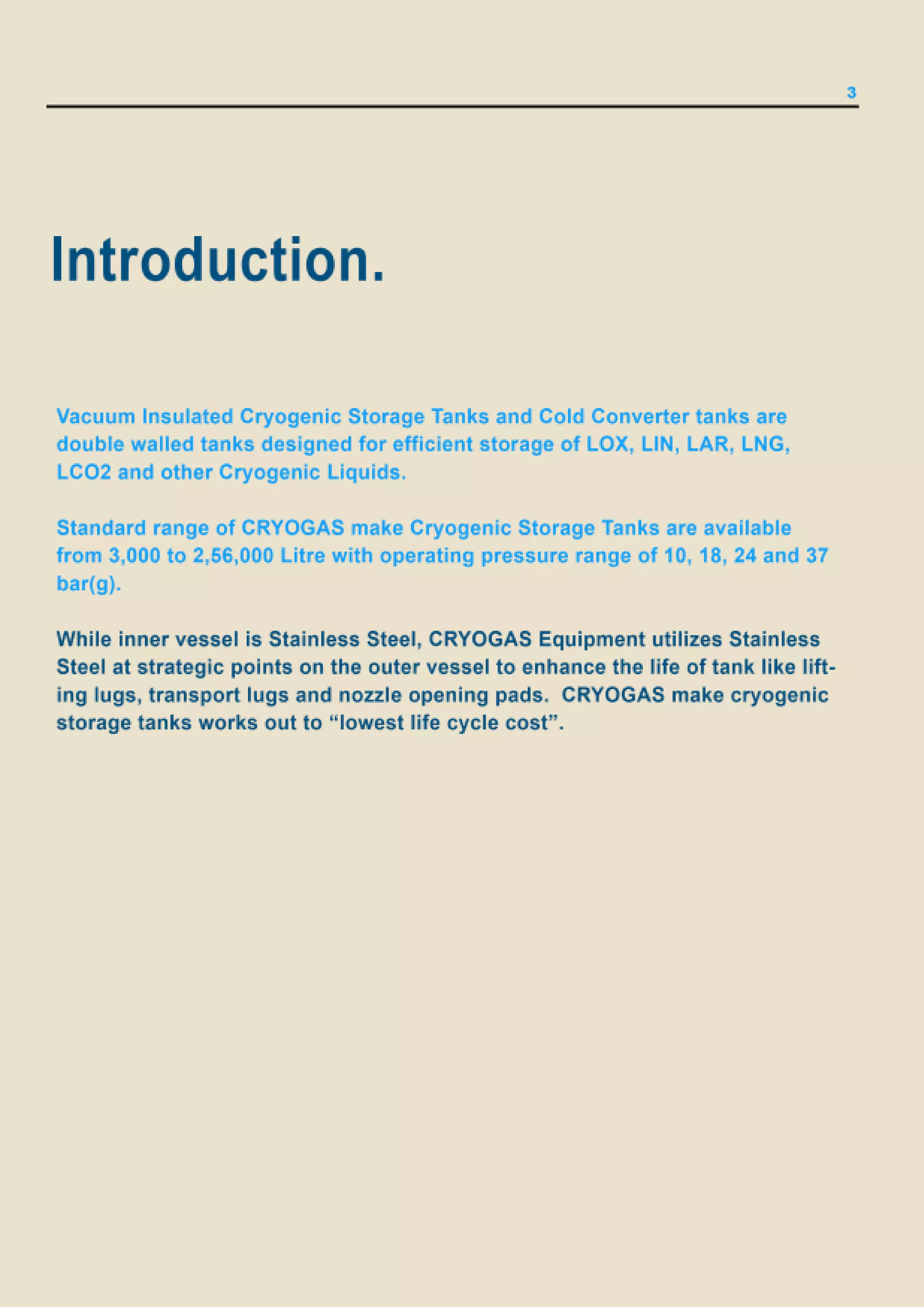 Cryogenic Storage Cold Converter Tanks for LIN, LOX, LAR, LCO2 & LNG | PDF