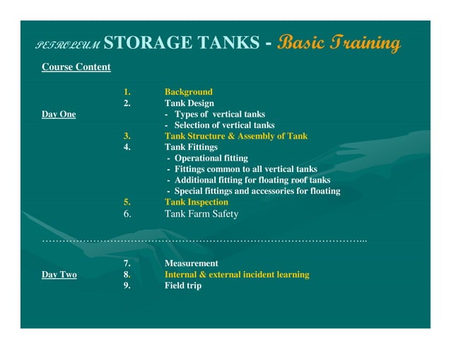 Storage tanks basic training (rev 2) | PDF