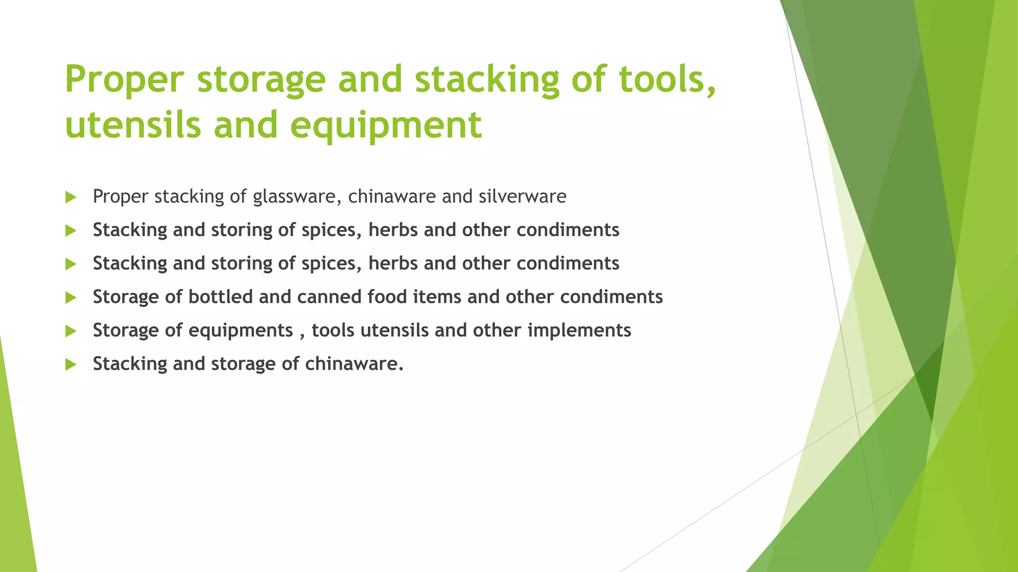 Store and stack kitchen tools and equipment | PPTX