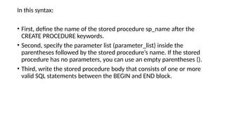 STORED-PROCEDURE.pptxjsjjdjdjcjcjdkksksksk | PPTX