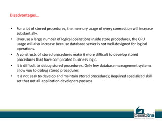 Stored procedure | PPTX | Databases | Computer Software and Applications