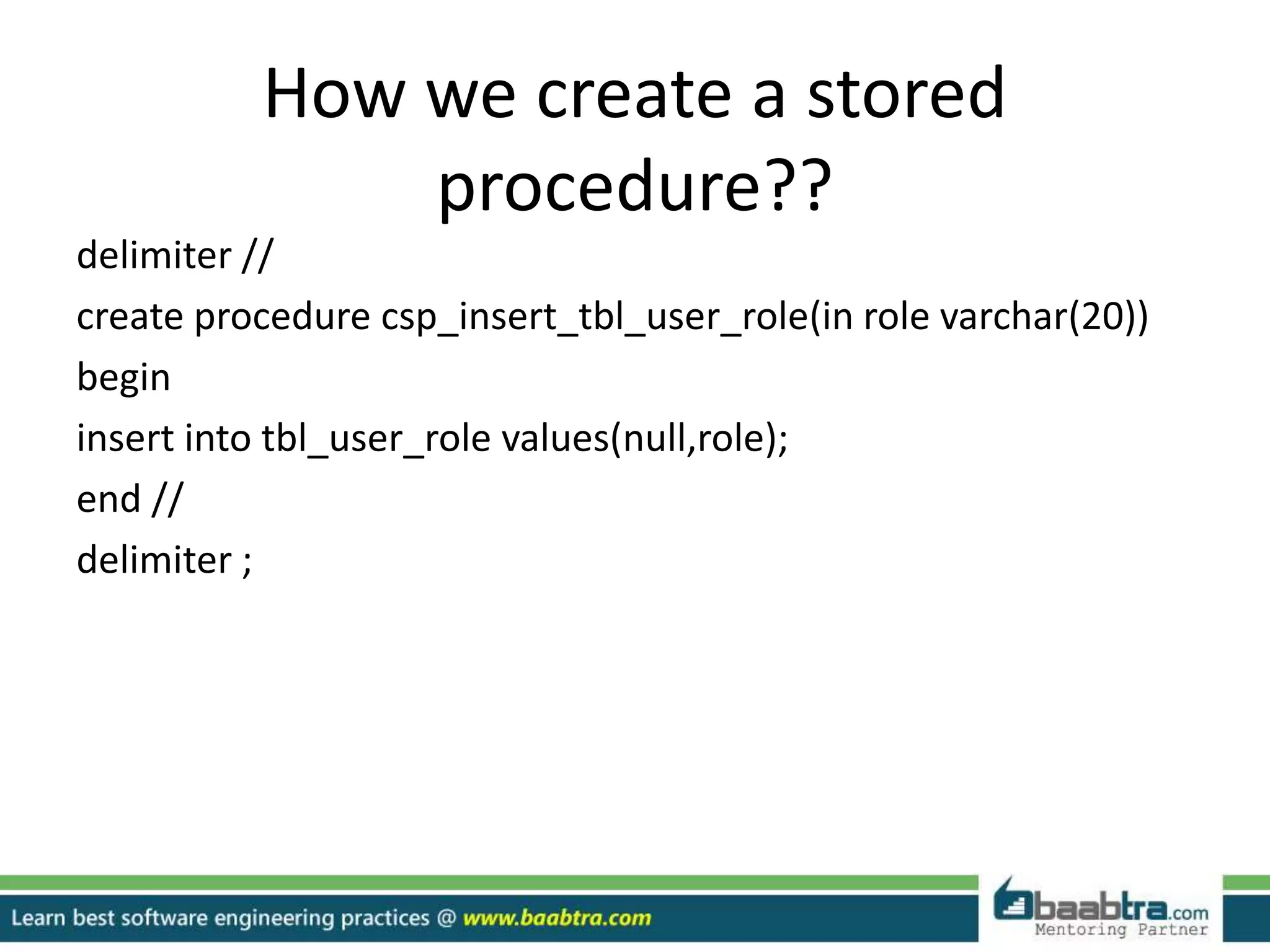 Stored procedure | PPT