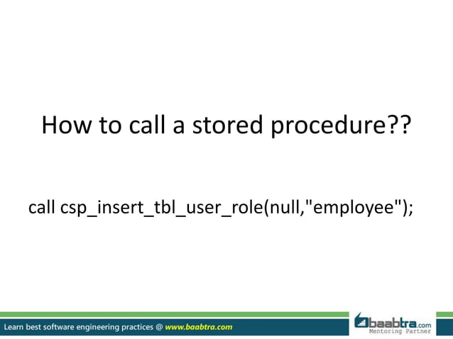 Stored procedure | PPT