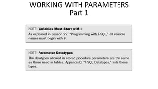 Stored procedure SQL SERVER | PPT
