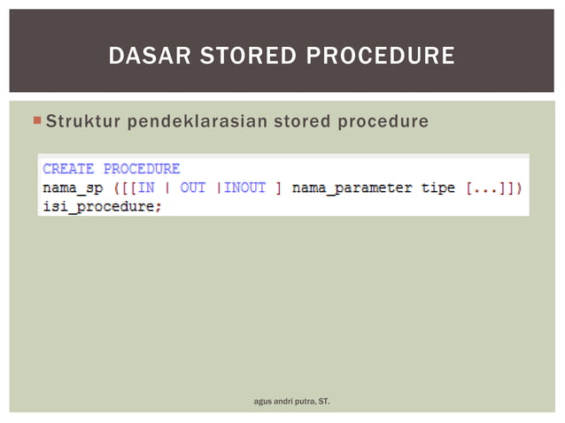 Stored Procedure | PPT Stored Procedure | PPT