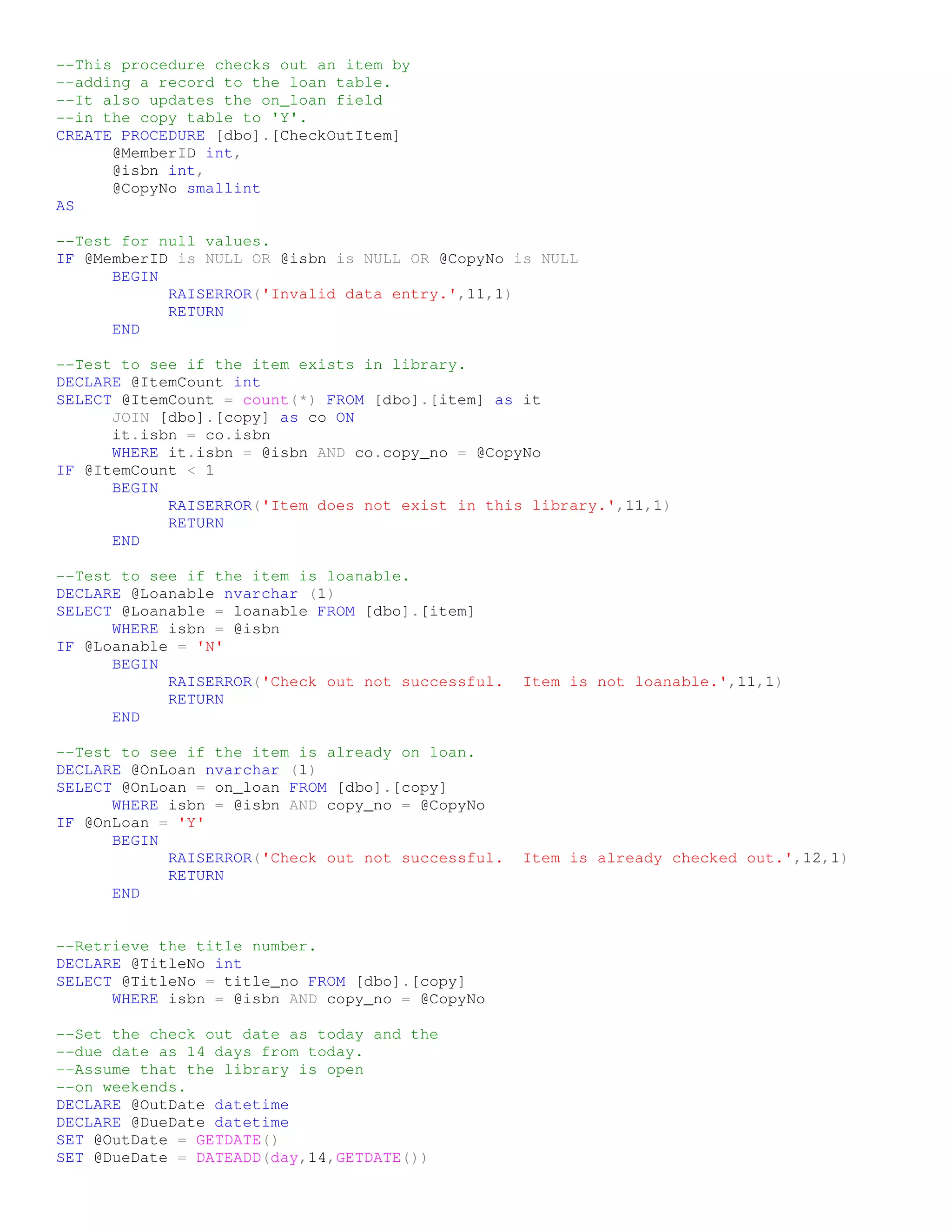 Sql Stored Procedures For My Library Project Pdf