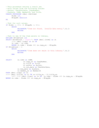 SQL Stored Procedures For My Library Project | PDF | Databases ...