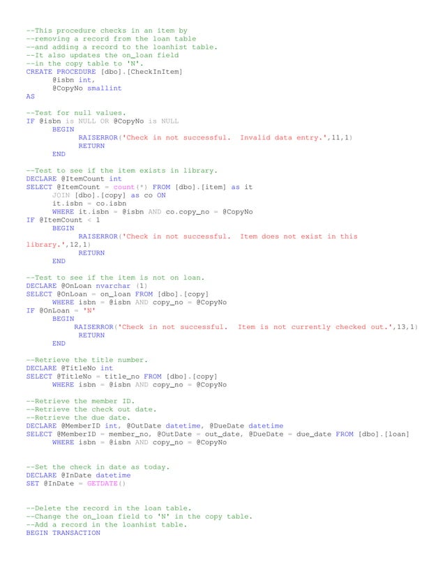 SQL Stored Procedures For My Library Project | PDF