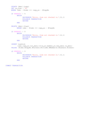 SQL Stored Procedures For My Library Project | PDF