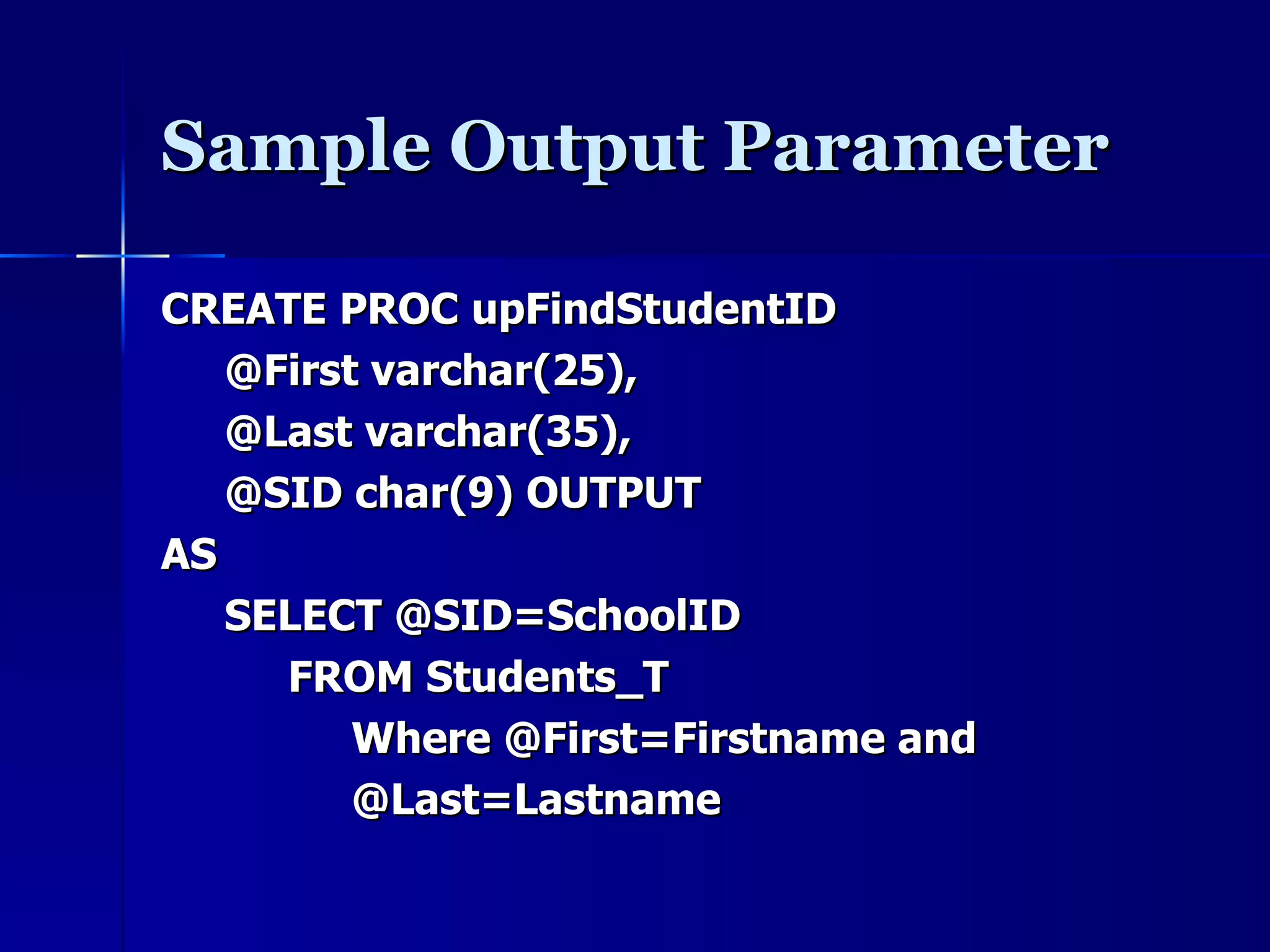Sql Server Stored Procedures Ppt