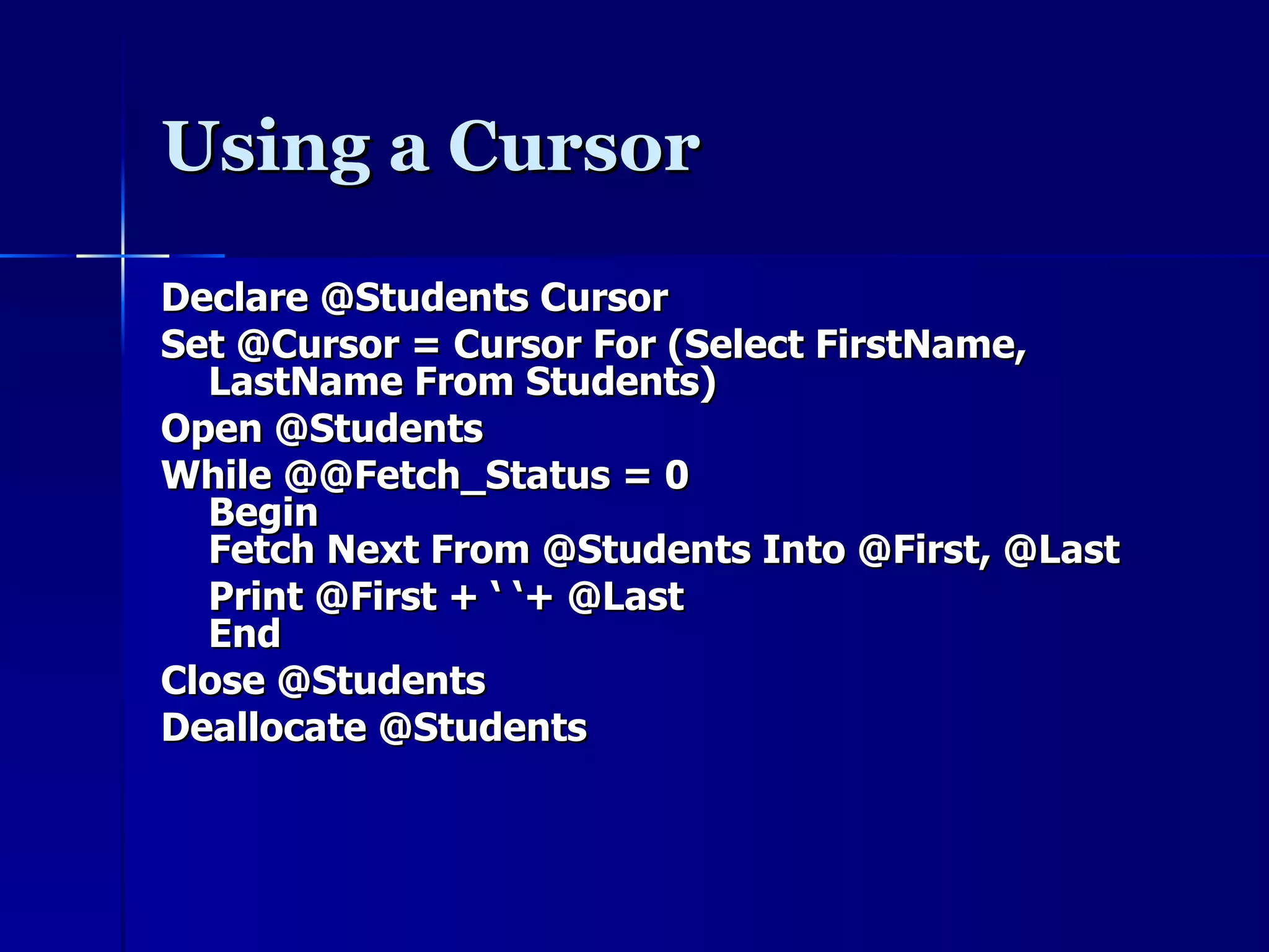 Sql Server Stored Procedures Ppt