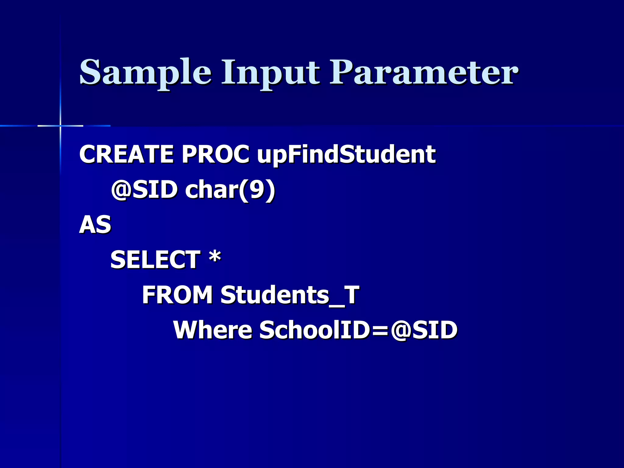 Sql Server Stored Procedures Ppt