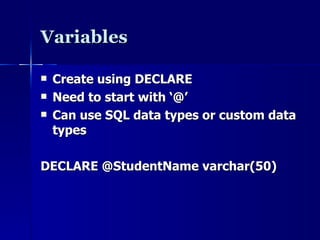 SQL Server Stored procedures | PPT