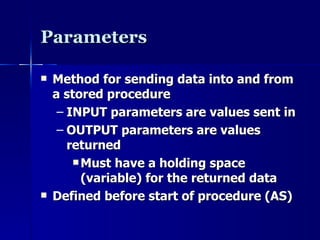 SQL Server Stored procedures | PPT