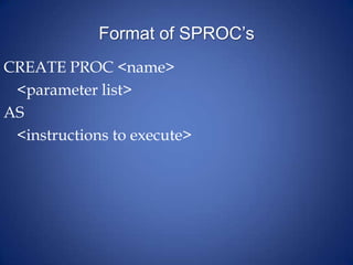 Stored procedures | PPT