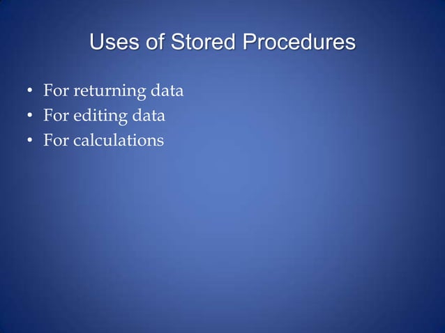 Stored procedures | PPT