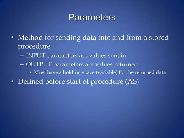 Stored procedures | PPT
