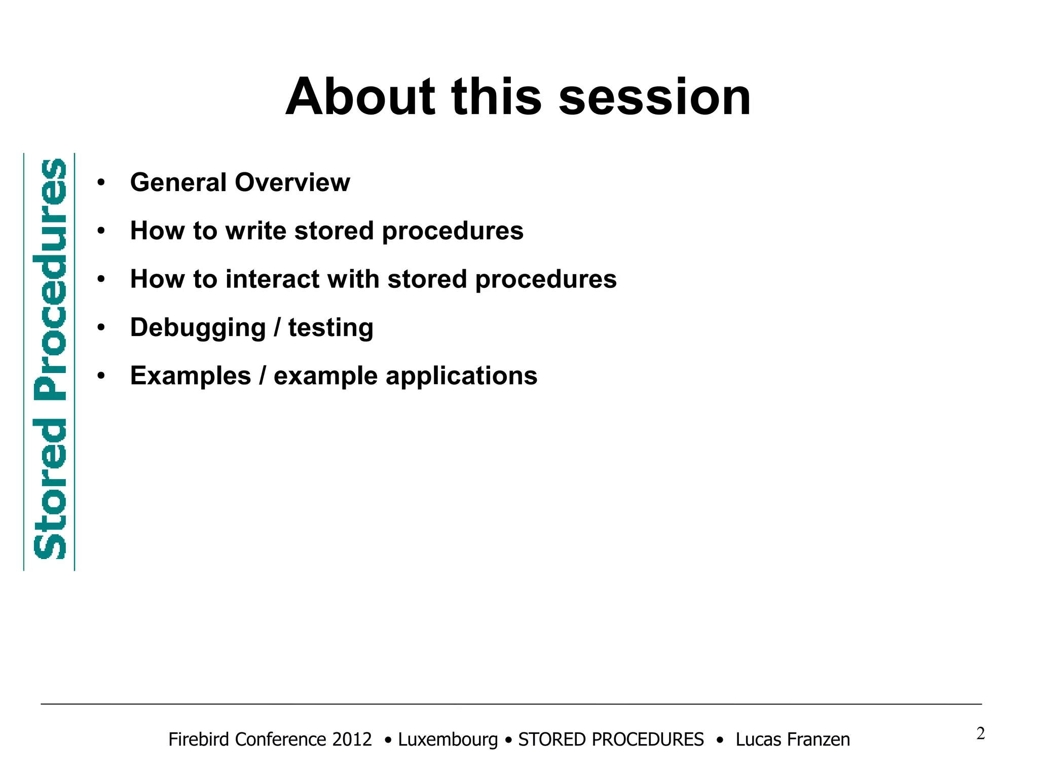 Stored procedures in Firebird | PPT