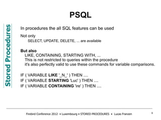 Stored procedures in Firebird | PPT