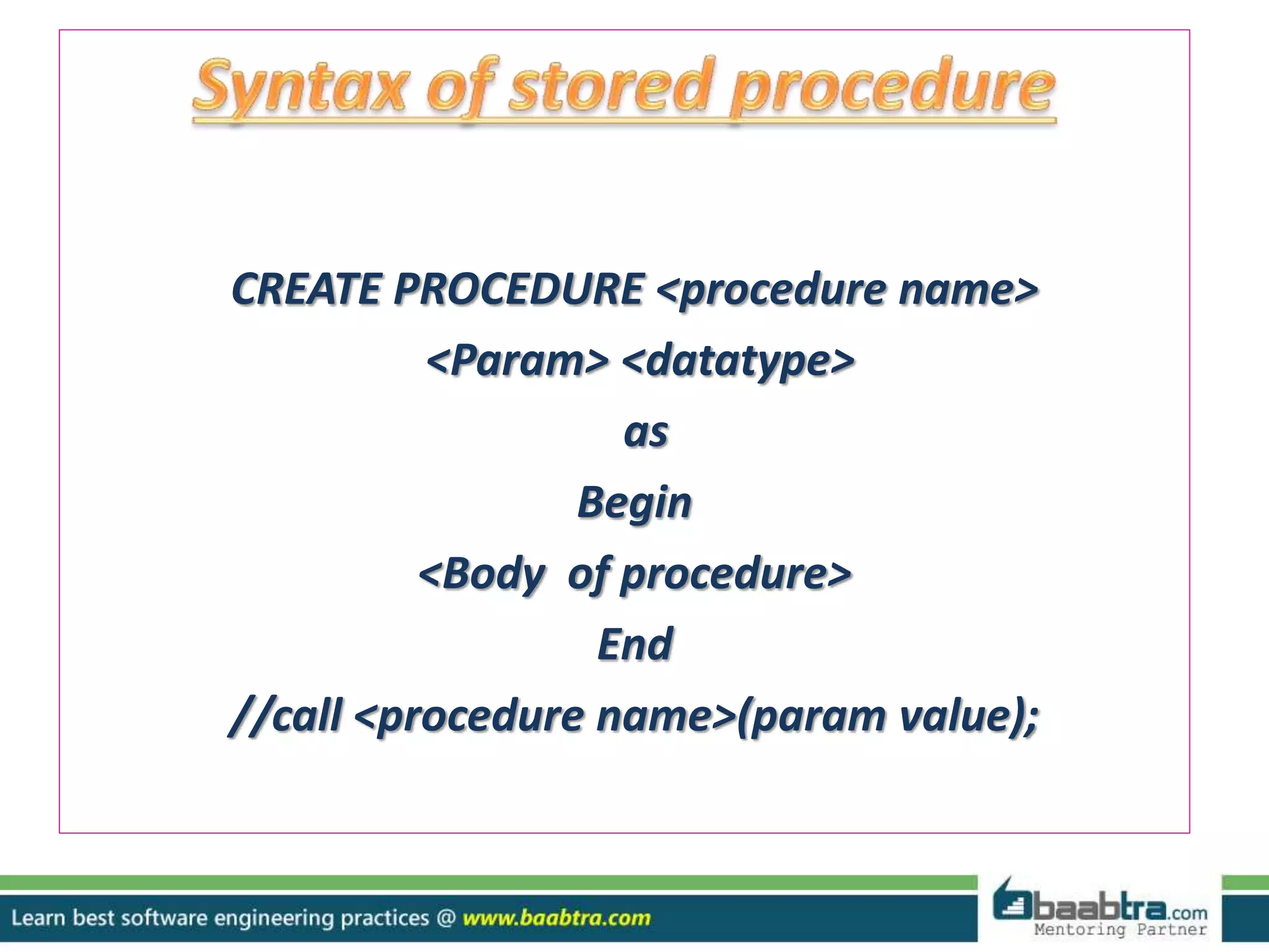 Stored procedures | PPTX