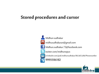 Stored procedures and cursors | PPTX