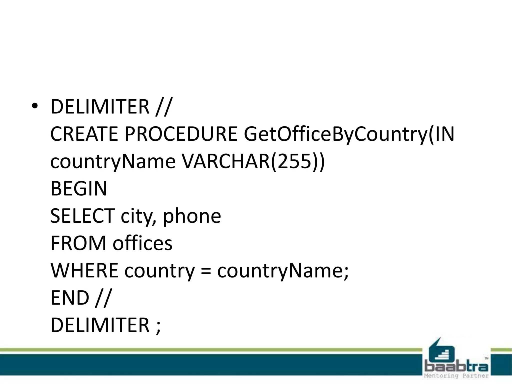 Stored procedures in_mysql | PPTX
