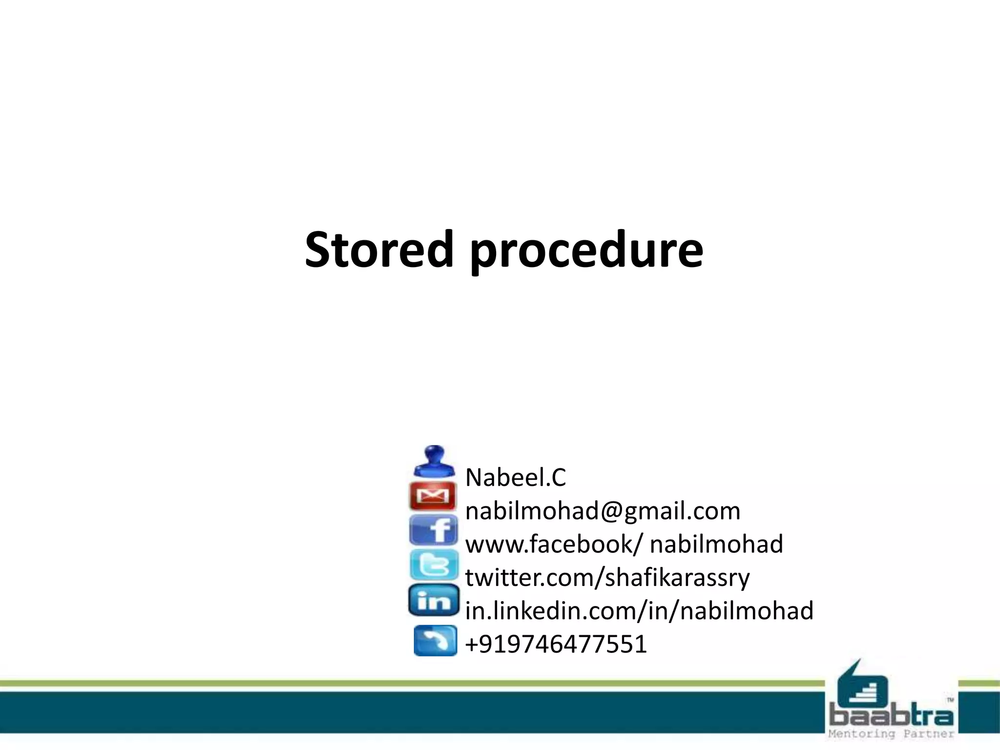 Stored procedures in_mysql | PPTX
