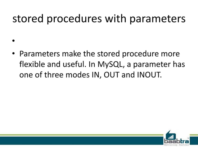Stored procedures in_mysql | PPTX