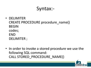 Stored procedures in_mysql | PPTX