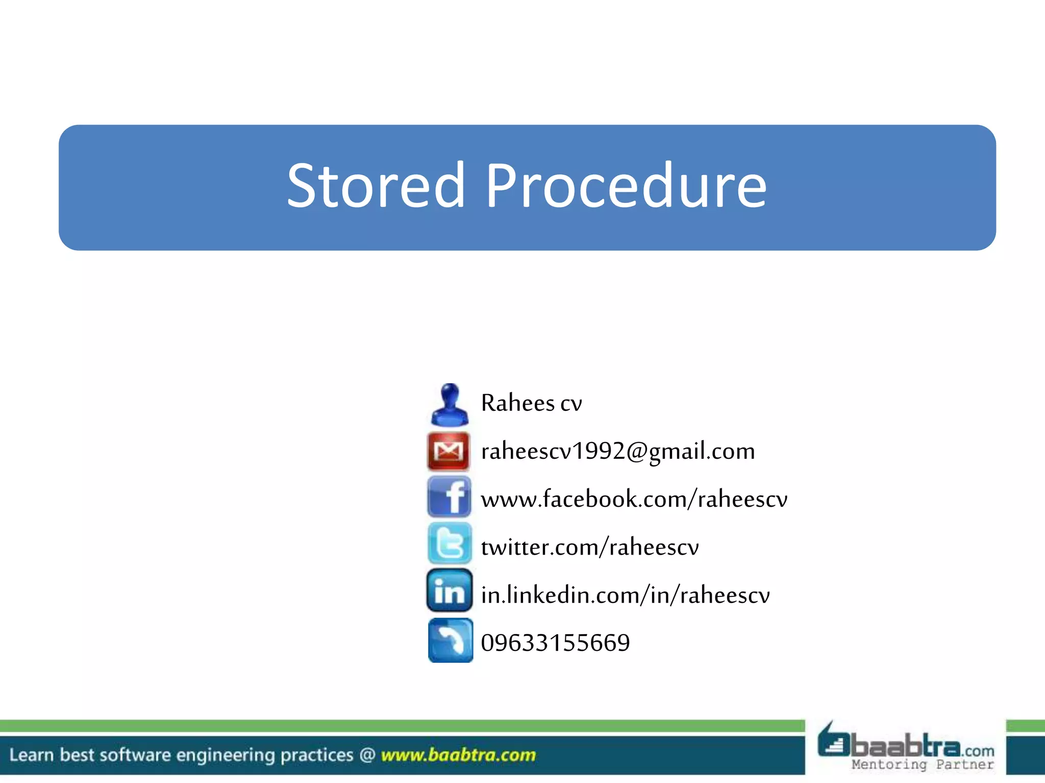 Stored procedures with cursor | PPT