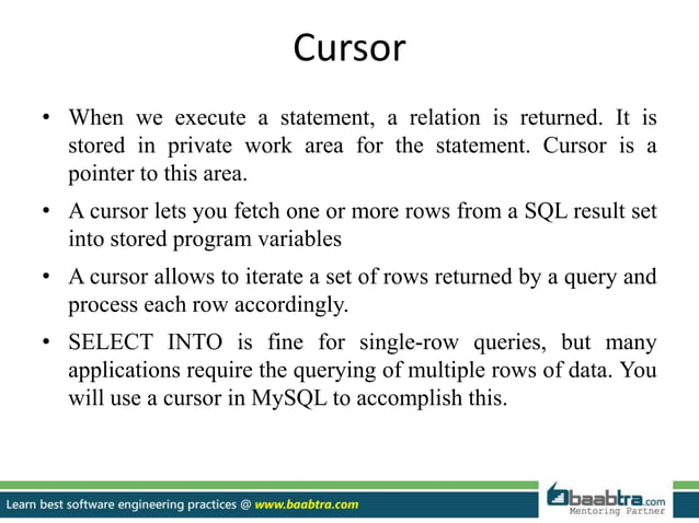 Stored procedures with cursor | PPT