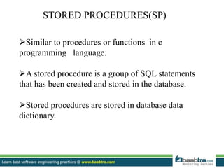 Stored procedures with cursors | PPT