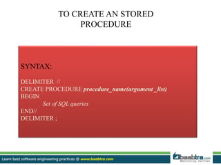 Stored procedures with cursors | PPTX