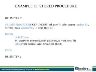 Stored procedures with cursors | PPT