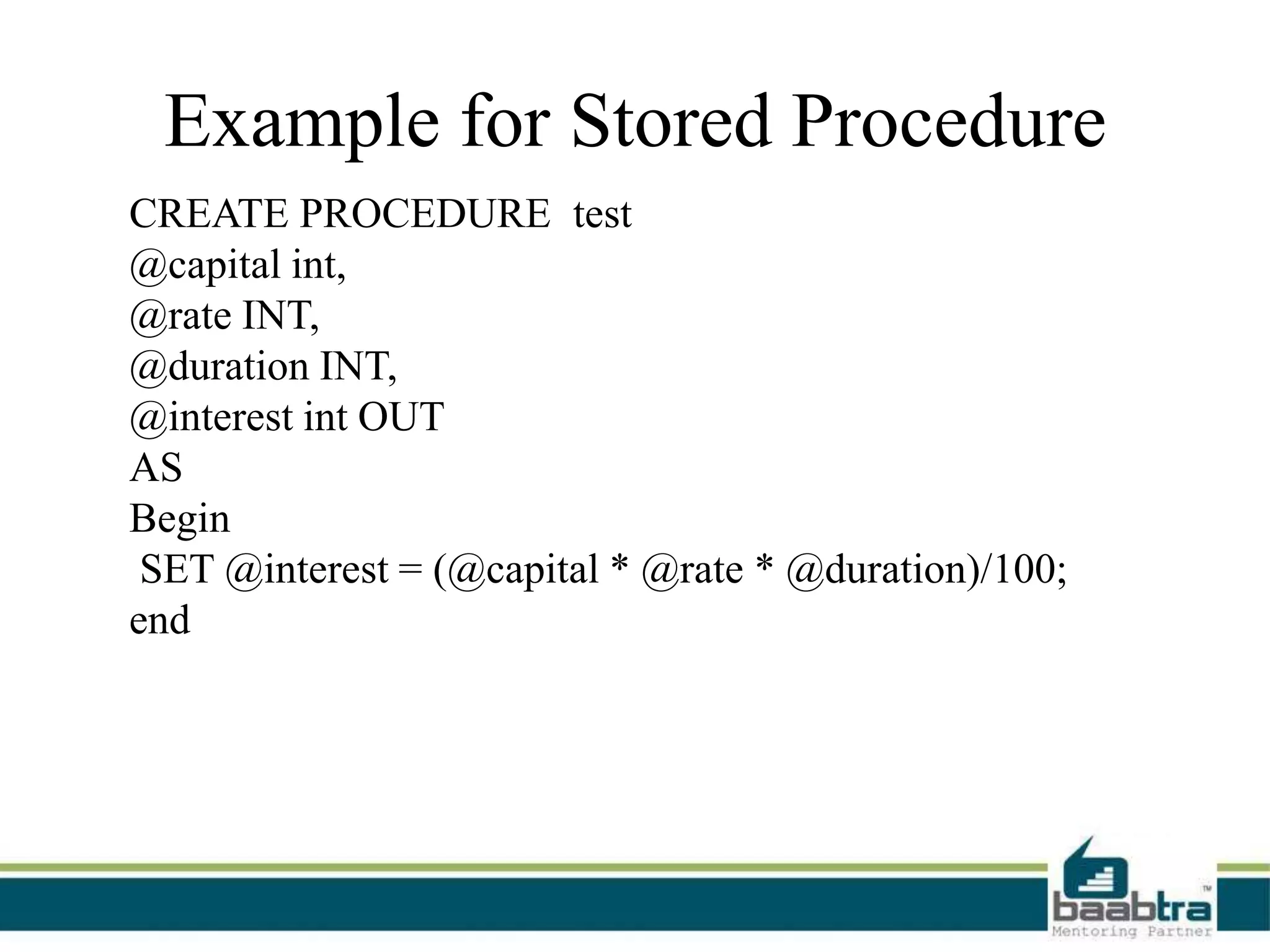 Stored procedure,transaction | PPT