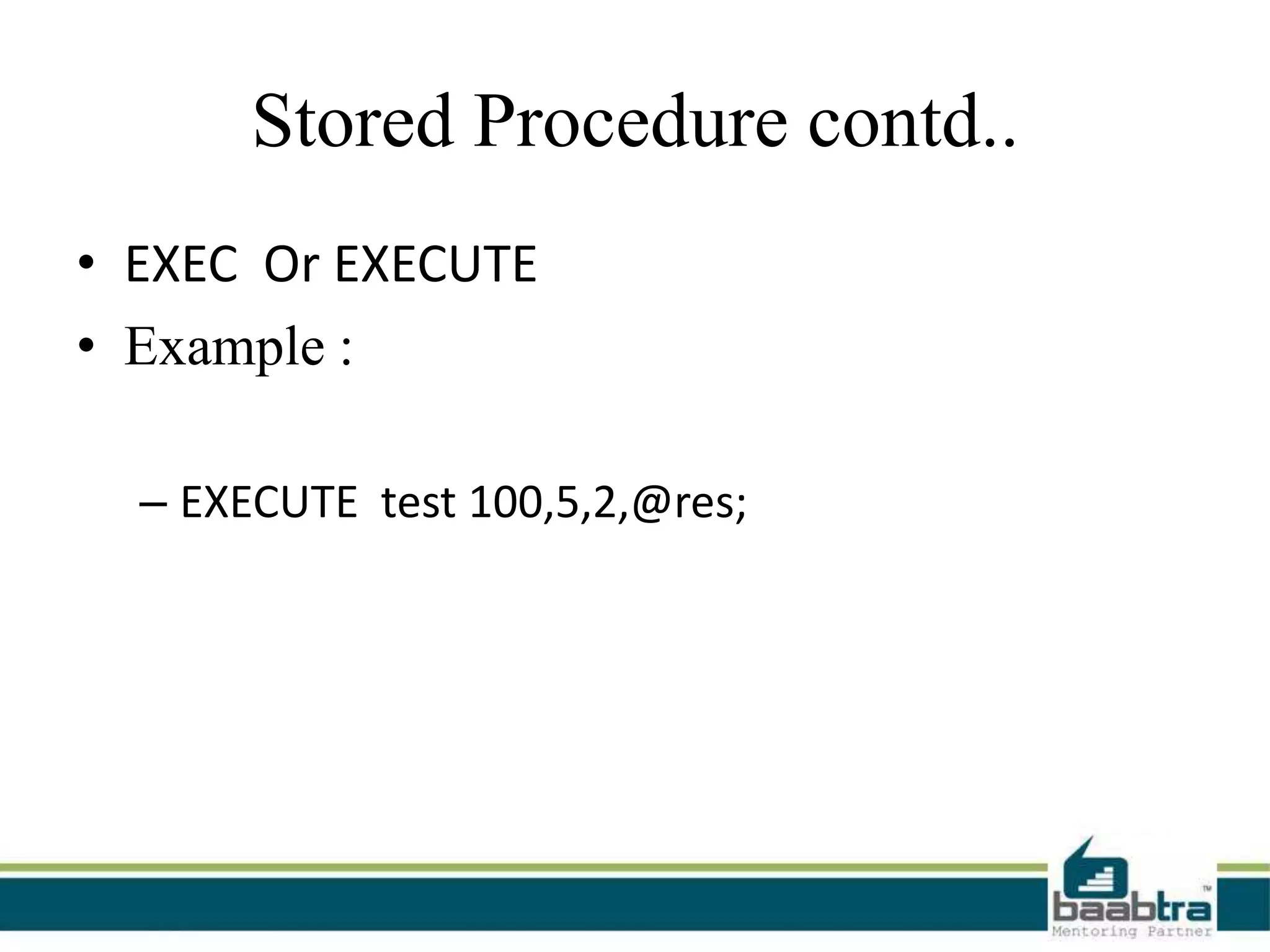Stored procedure,transaction | PPT