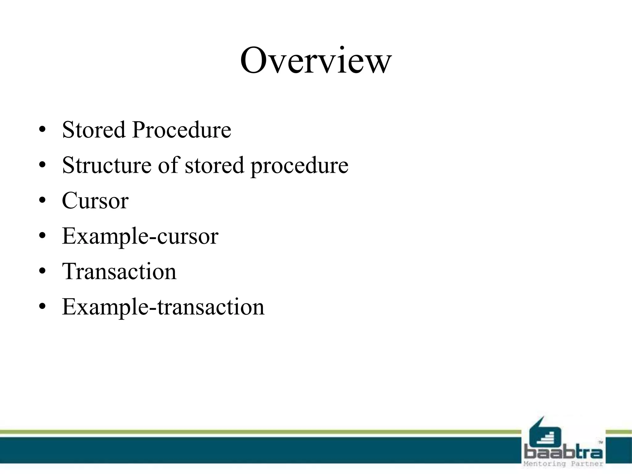 Stored procedure,transaction | PPT