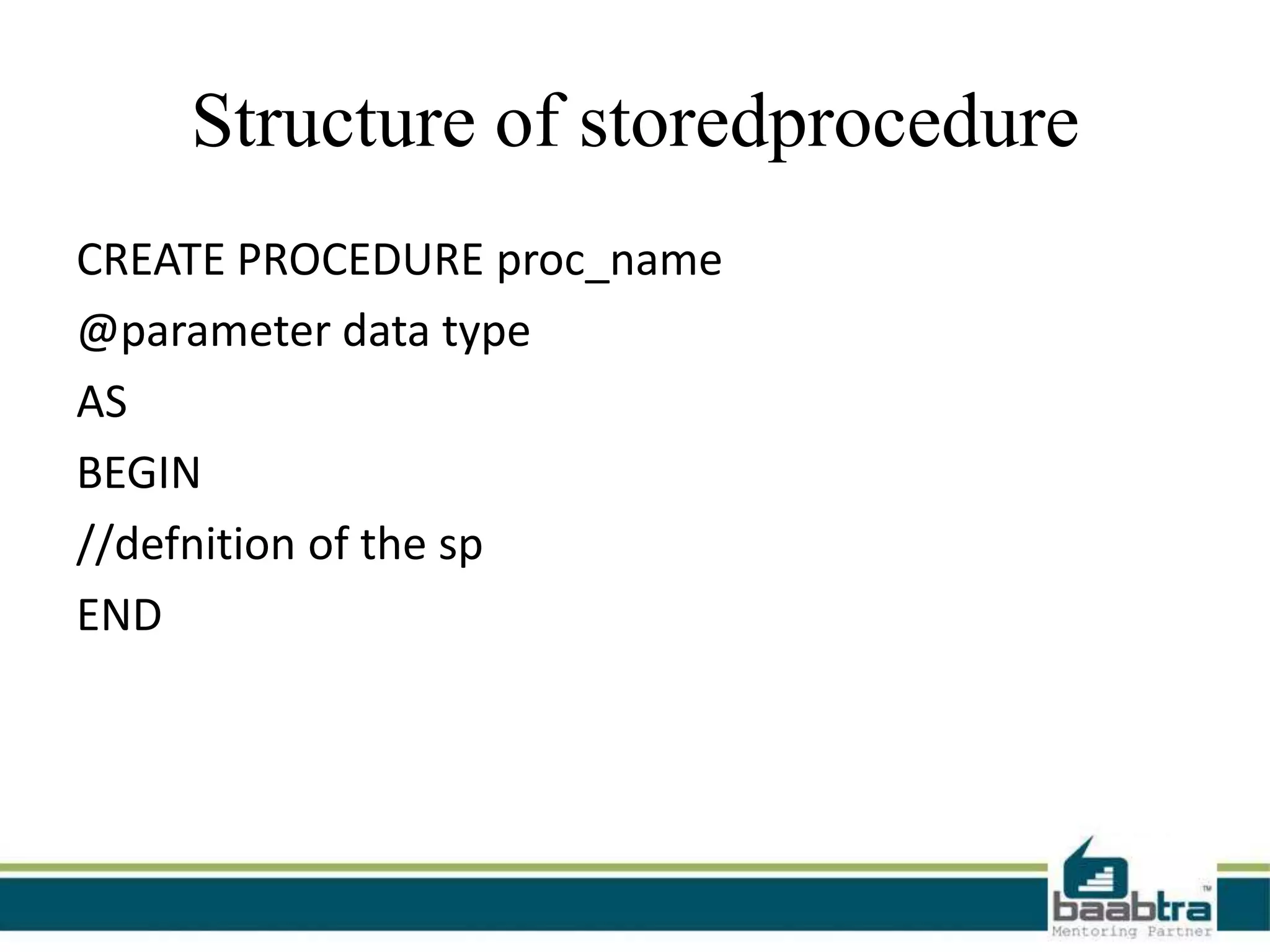 Stored procedure,transaction | PPT