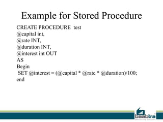 Stored procedure,transaction | PPT