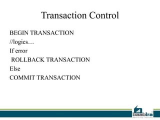 Stored procedure,transaction | PPT