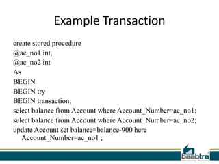 Stored procedure,transaction | PPT