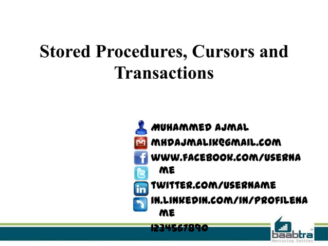Stored procedure,transaction | PPT