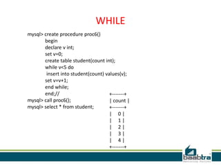 Stored procedure with cursor | PPTX | Databases | Computer Software and Applications