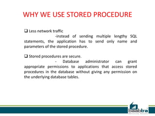 Stored procedure with cursor | PPTX | Databases | Computer Software and Applications