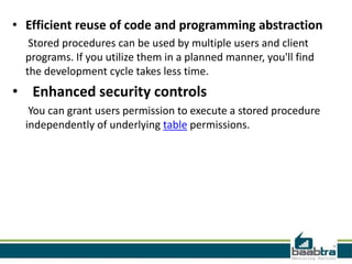 Stored procedure | PPTX | Databases | Computer Software and Applications
