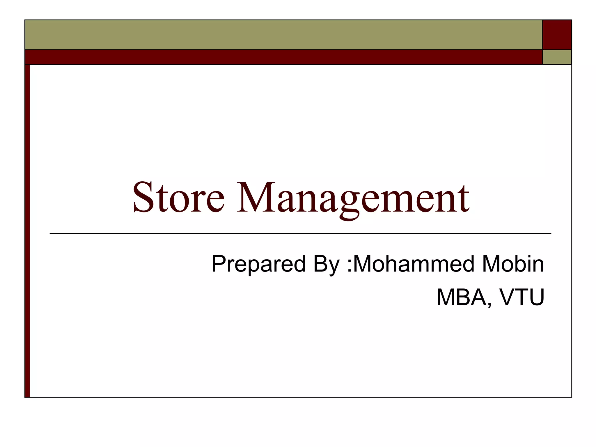 Store Management | PPT