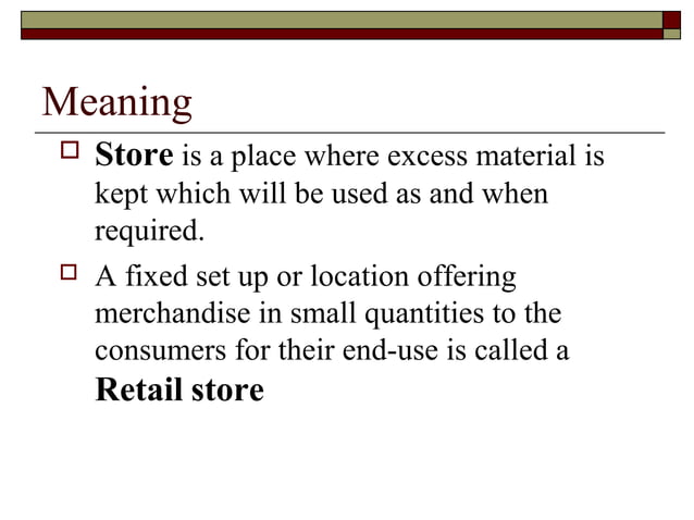 Store Management | PPT