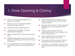Store Operating Procedure for Store Manager